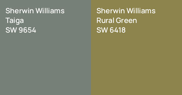 Sherwin Williams Taiga vs. Sherwin Williams Rural Green comparison