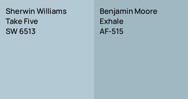 Sherwin Williams Take Five vs. Benjamin Moore Exhale comparison
