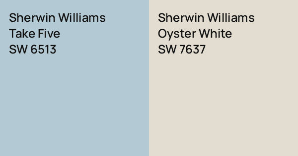Sherwin Williams Take Five vs. Sherwin Williams Oyster White comparison