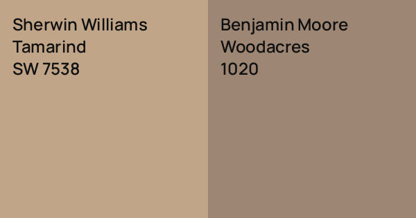 Sherwin Williams Tamarind vs. Benjamin Moore Woodacres comparison