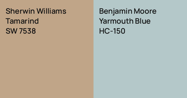 Sherwin Williams Tamarind vs. Benjamin Moore Yarmouth Blue comparison