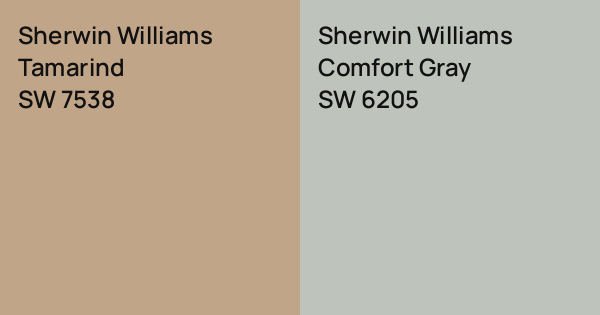 Sherwin Williams Tamarind vs. Sherwin Williams Comfort Gray comparison