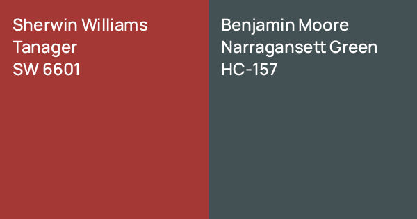 Sherwin Williams Tanager vs. Benjamin Moore Narragansett Green comparison