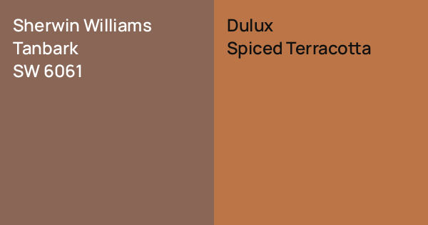 Sherwin Williams Tanbark vs. Dulux Spiced Terracotta comparison