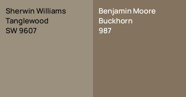 Sherwin Williams Tanglewood vs. Benjamin Moore Buckhorn comparison