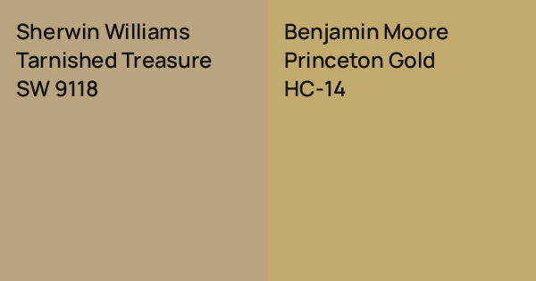 Sherwin Williams Tarnished Treasure vs. Benjamin Moore Princeton Gold ...