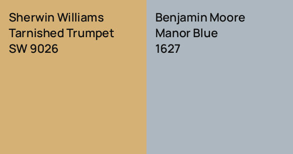 Sherwin Williams Tarnished Trumpet vs. Benjamin Moore Manor Blue comparison