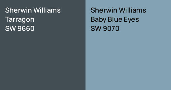 Sherwin Williams Tarragon vs. Sherwin Williams Baby Blue Eyes comparison
