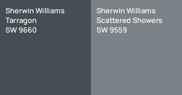 Sherwin Williams Tarragon vs. Sherwin Williams Scattered Showers comparison