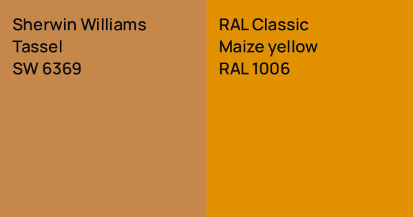 Sherwin Williams Tassel vs. RAL Classic Maize yellow comparison