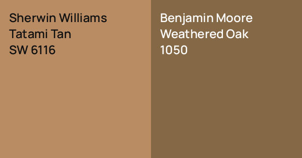 Sherwin Williams Tatami Tan vs. Benjamin Moore Weathered Oak comparison