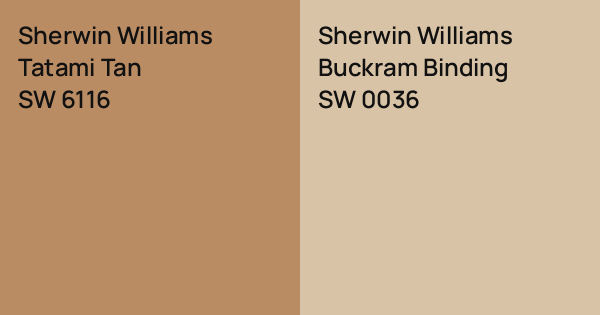 Sherwin Williams Tatami Tan vs. Sherwin Williams Buckram Binding comparison