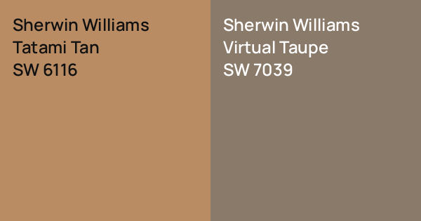 Sherwin Williams Tatami Tan vs. Sherwin Williams Virtual Taupe comparison