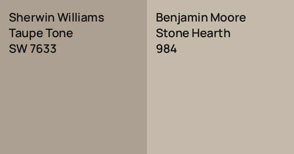 Sherwin Williams Taupe Tone vs. Benjamin Moore Stone Hearth comparison