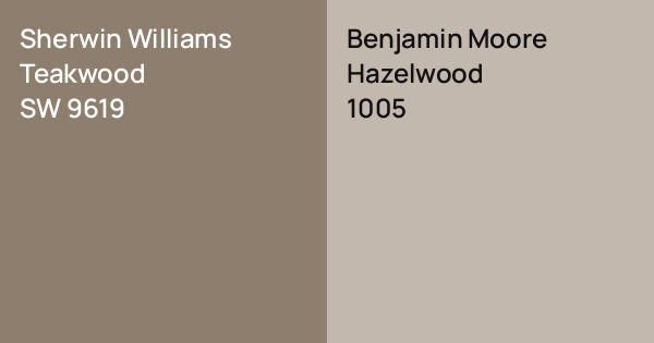 Sherwin Williams Teakwood vs. Benjamin Moore Hazelwood comparison