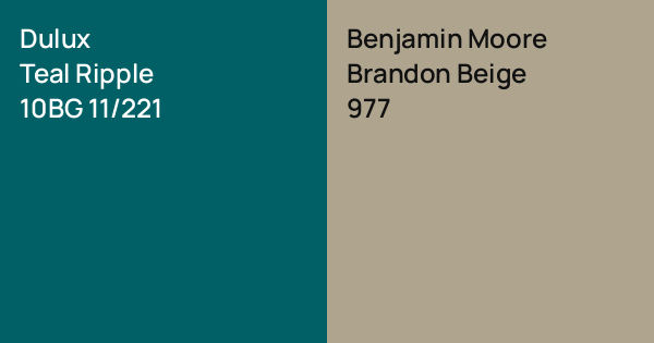 Dulux Teal Ripple vs. Benjamin Moore Brandon Beige comparison