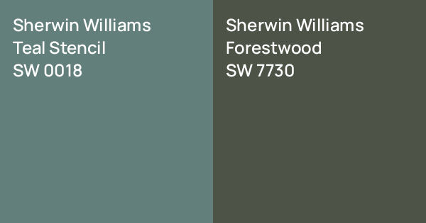 Sherwin Williams Teal Stencil vs. Sherwin Williams Forestwood comparison