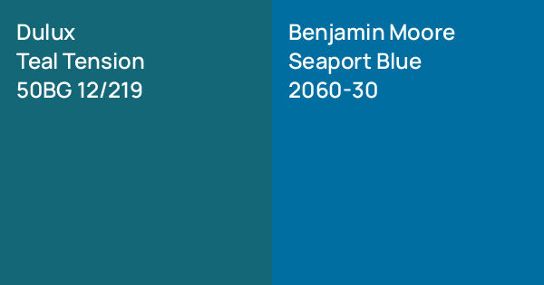 Dulux Teal Tension vs. Benjamin Moore Seaport Blue comparison