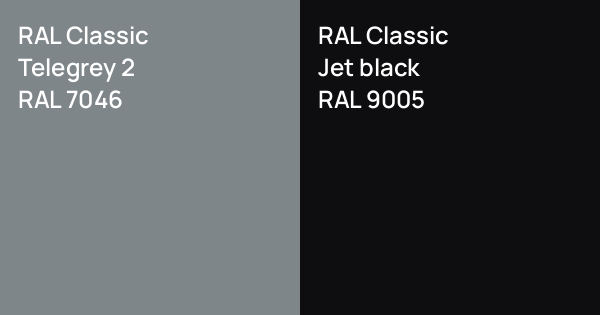 RAL Classic Telegrey 2 vs. RAL Classic Jet black comparison