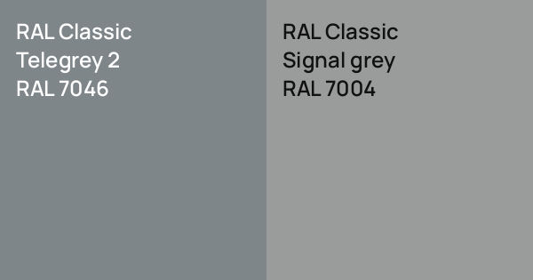 RAL Classic Telegrey 2 vs. RAL Classic Signal grey comparison