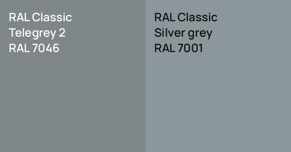 RAL Classic Telegrey 2 vs. RAL Classic Silver grey comparison