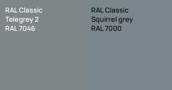 RAL Classic Telegrey 2 vs. RAL Classic Squirrel grey comparison