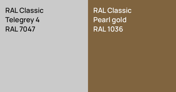 RAL Classic Telegrey 4 vs. RAL Classic Pearl gold comparison