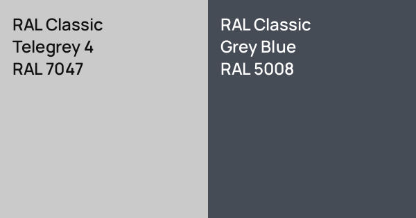 RAL Classic Telegrey 4 vs. RAL Classic Grey Blue comparison