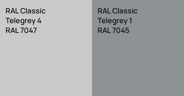 RAL Classic Telegrey 4 vs. RAL Classic Telegrey 1 comparison