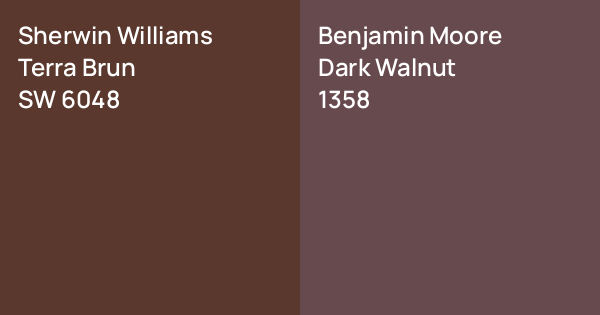 Sherwin Williams Terra Brun vs. Benjamin Moore Dark Walnut comparison