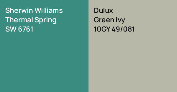 Sherwin Williams Thermal Spring vs. Dulux Green Ivy comparison