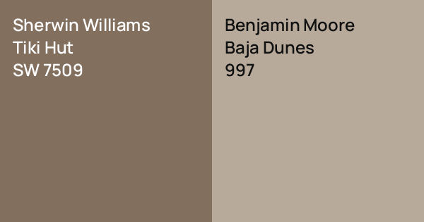 Sherwin Williams Tiki Hut vs. Benjamin Moore Baja Dunes comparison