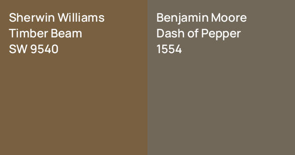 Sherwin Williams Timber Beam vs. Benjamin Moore Dash of Pepper comparison