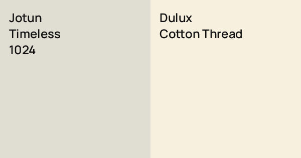 Jotun Timeless vs. Dulux Cotton Thread comparison