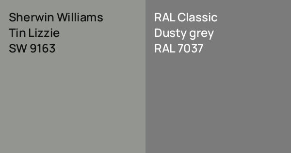 Sherwin Williams Tin Lizzie vs. RAL Classic Dusty grey comparison