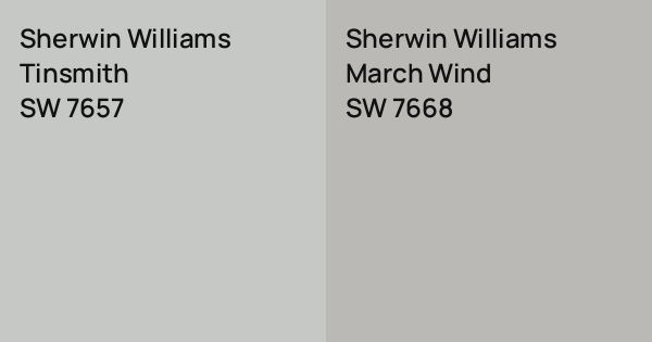 Sherwin Williams Tinsmith vs. Sherwin Williams March Wind comparison