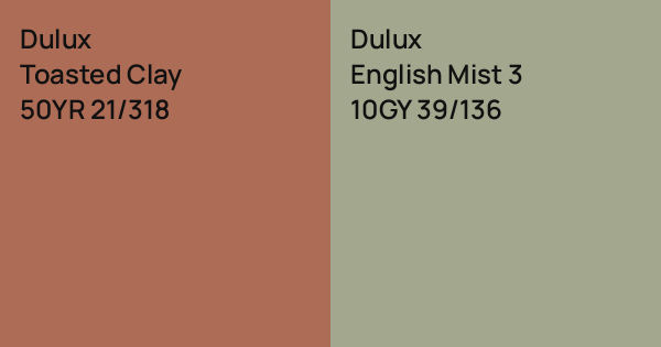 Dulux Toasted Clay vs. Dulux English Mist 3 comparison