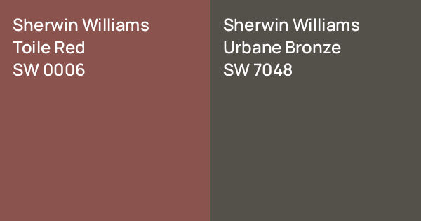 Sherwin Williams Toile Red vs. Sherwin Williams Urbane Bronze comparison