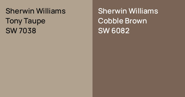 Sherwin Williams Tony Taupe vs. Sherwin Williams Cobble Brown comparison