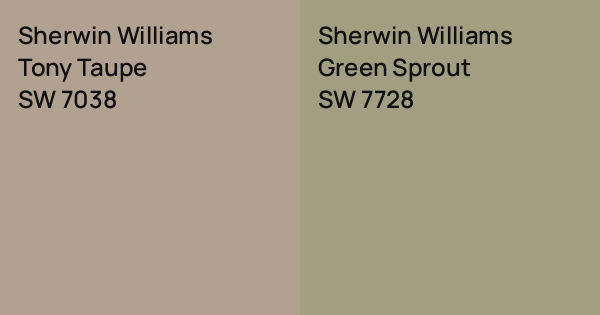 Sherwin Williams Tony Taupe vs. Sherwin Williams Green Sprout comparison