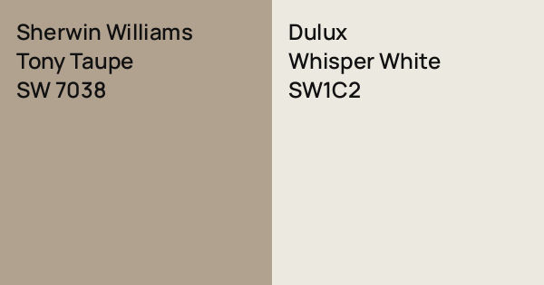 Sherwin Williams Tony Taupe vs. Dulux Whisper White comparison