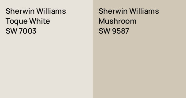 Sherwin Williams Toque White vs. Sherwin Williams Mushroom comparison