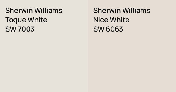 Sherwin Williams Toque White vs. Sherwin Williams Nice White comparison