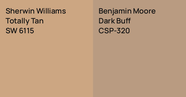 Sherwin Williams Totally Tan vs. Benjamin Moore Dark Buff comparison