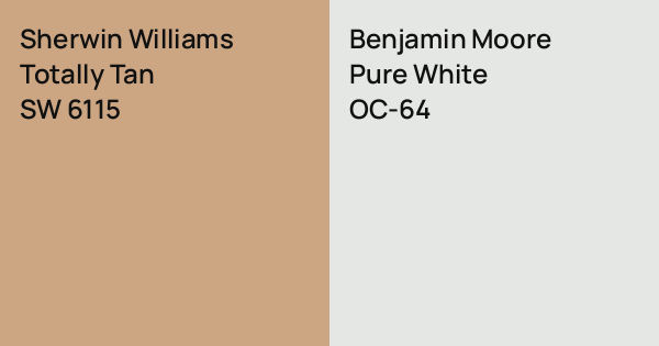 Sherwin Williams Totally Tan vs. Benjamin Moore Pure White comparison