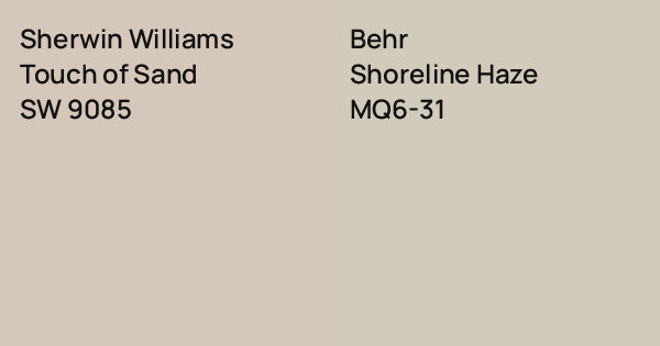 Sherwin Williams Touch of Sand vs. Behr Shoreline Haze comparison
