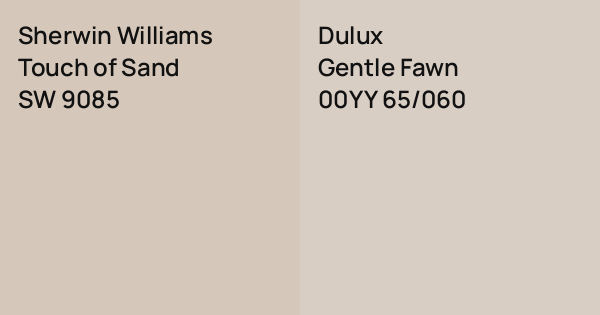 Sherwin Williams Touch of Sand vs. Dulux Gentle Fawn comparison