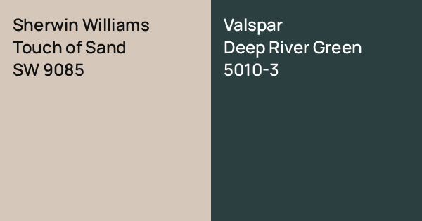 Sherwin Williams Touch of Sand vs. Valspar Deep River Green comparison