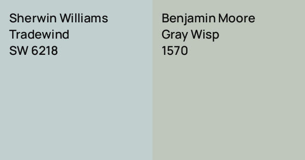 Sherwin Williams Tradewind vs. Benjamin Moore Gray Wisp comparison