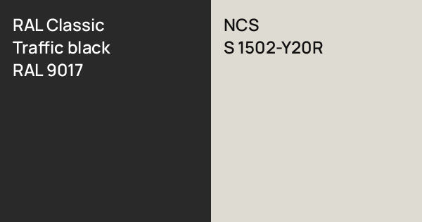 RAL Classic Traffic black vs. NCS S 1502-Y20R comparison